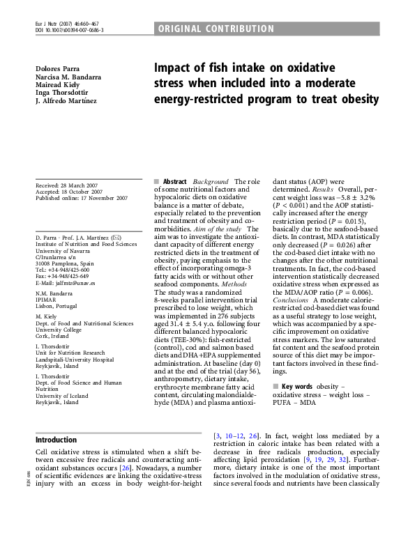 (PDF) Impact of fish intake on oxidative stress when included into a ...