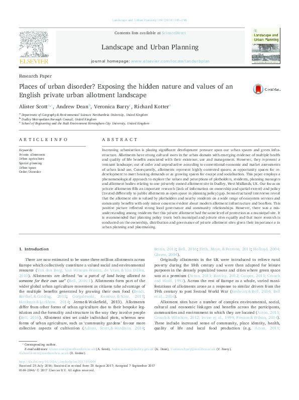 (PDF) Landscape and Urban Planning Places of urban disorder? Exposing ...