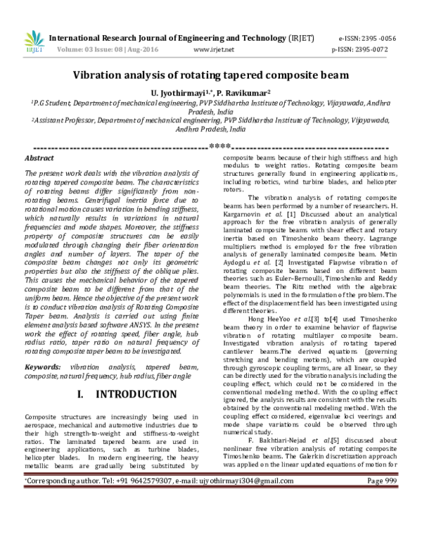 (PDF) Vibration analysis of rotating tapered composite beam