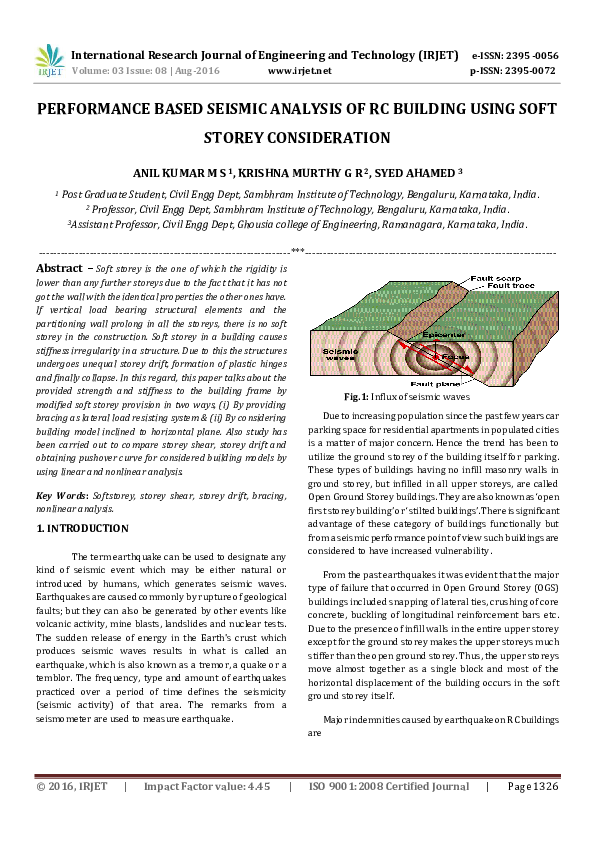 (PDF) PERFORMANCE BASED SEISMIC ANALYSIS OF RC BUILDING USING SOFT STOREY CONSIDERATION
