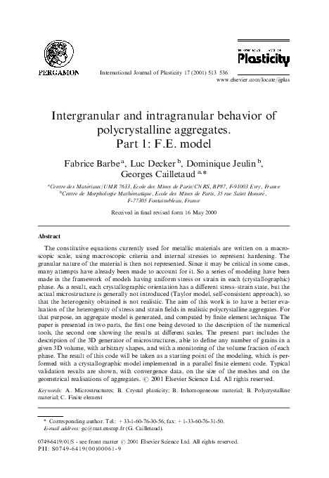 (PDF) Intergranular and intragranular behavior of polycrystalline ...