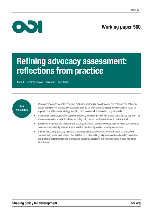 (PDF) Shaping policy for development Refining advocacy assessment ...