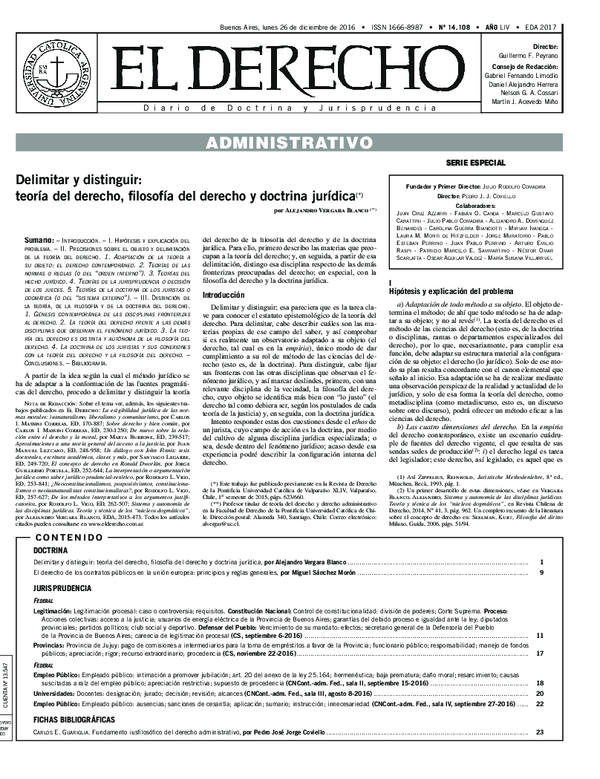 (PDF) (2016): “Delimitar y distinguir: teoría del derecho, filosofía del derecho y doctrina ...