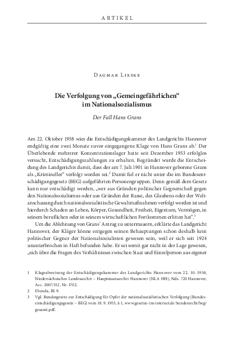 (PDF) Die Verfolgung von „Gemeingefährlichen“ im Nationalsozialismus ...