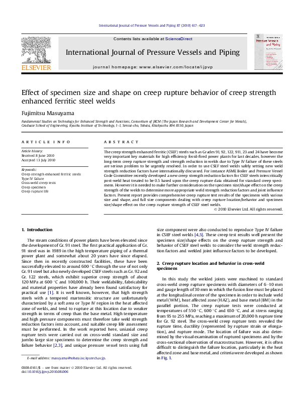 (PDF) Effect of specimen size and shape on creep rupture behavior of ...