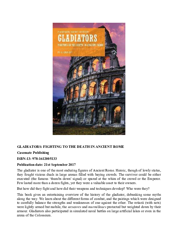 (PDF) Gladiators: Fighting to the Death in Ancient Rome