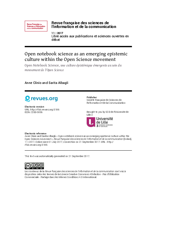 (PDF) Open notebook science as an emerging epistemic culture within the ...