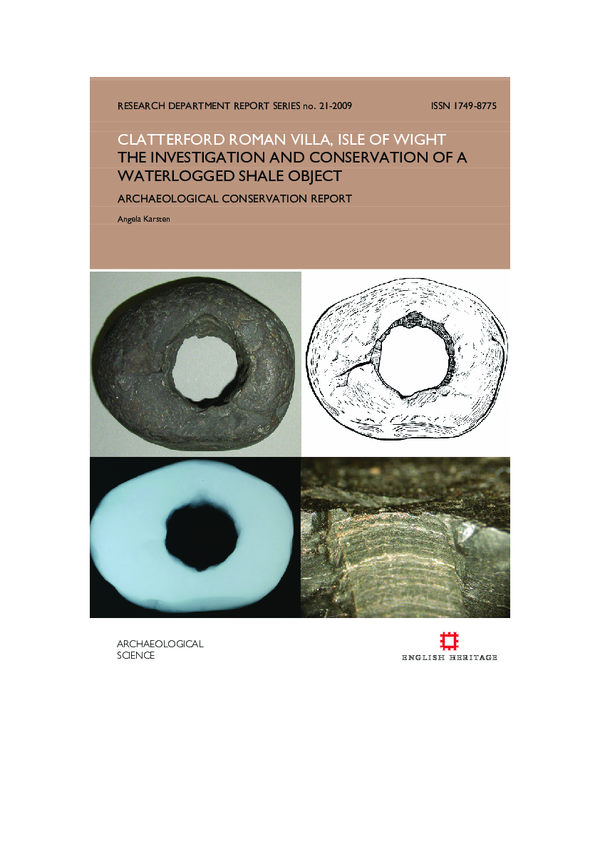 (PDF) THE INVESTIGATION AND CONSERVATION OF A WATERLOGGED SHALE OBJECT ...