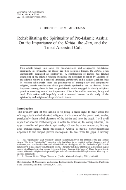 (PDF) Rehabilitating the Spirituality of Pre-Islamic Arabia: On the ...