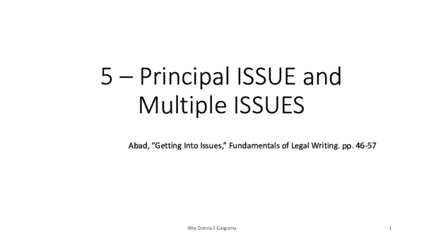 (PDF) 5 – Principal ISSUE and Multiple ISSUES