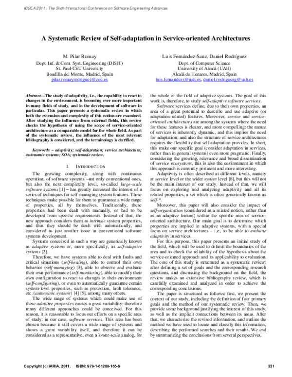 (PDF) A Systematic Review of Self-adaptation in Service-oriented Architectures
