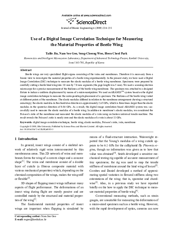 (PDF) Use of a Digital Image Correlation Technique for Measuring the Material Properties of ...
