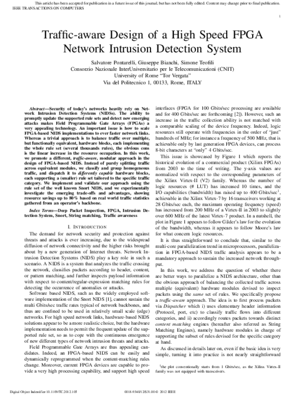 Pdf Traffic Aware Design Of A High Speed Fpga Network Intrusion