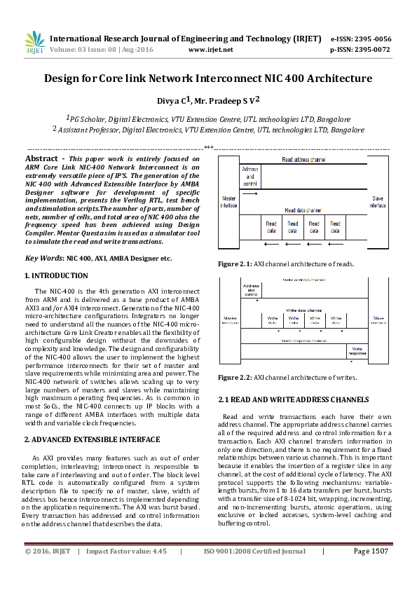 (PDF) Design for Core link Network Interconnect NIC 400 Architecture