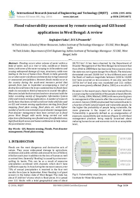 (PDF) Flood vulnerability assessment by remote sensing and GIS based applications in West Bengal ...