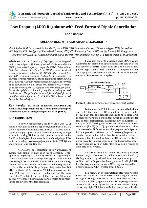 (PDF) Low Dropout (LDO) Regulator with Feed-Forward Ripple Cancellation ...