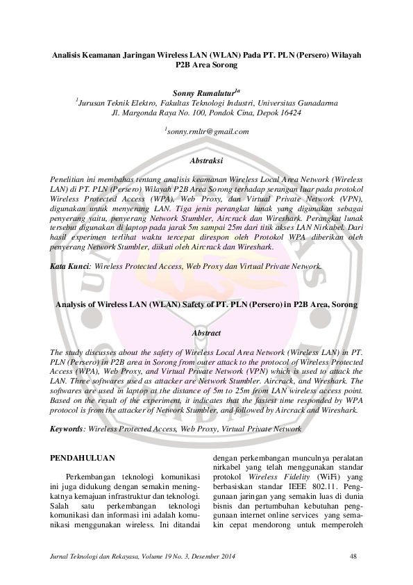 (PDF) Analisis Keamanan Jaringan Wireless LAN (WLAN) Pada PT. PLN ...