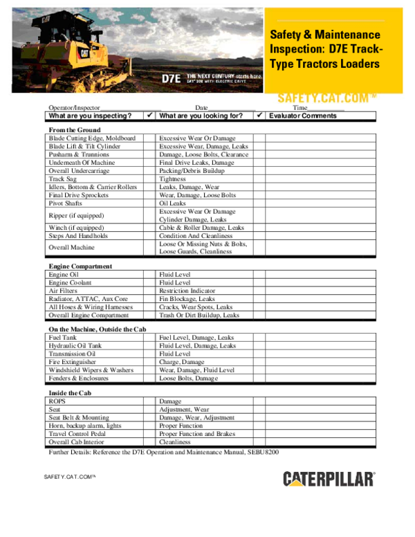 (PDF) Safety & Maintenance Inspection: D7E Track- Type Tractors Loaders