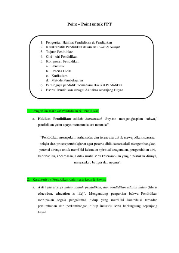 (DOC) Point – Point untuk PPT