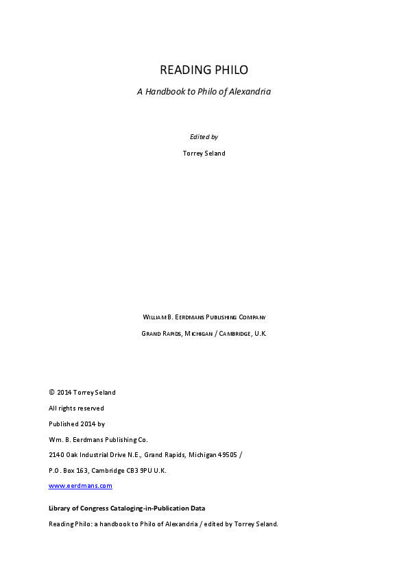 (PDF) Reading Philo. A Handbook to Philo of Alexandria