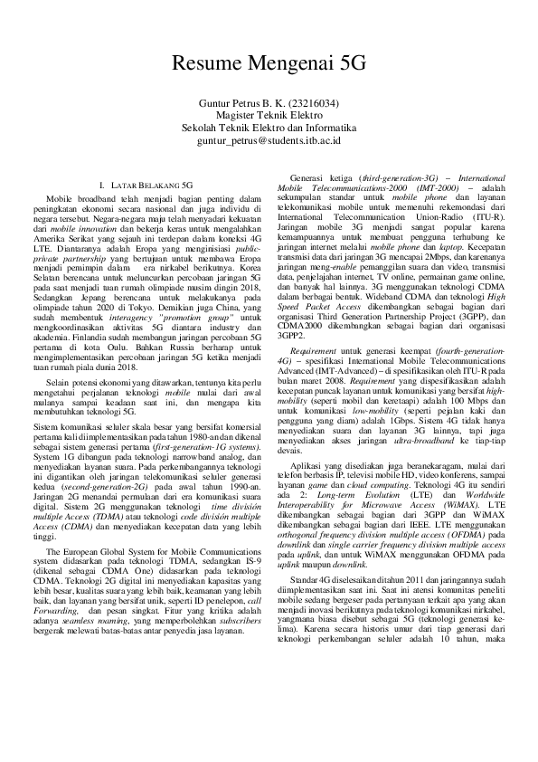 (PDF) Resume Mengenai 5G