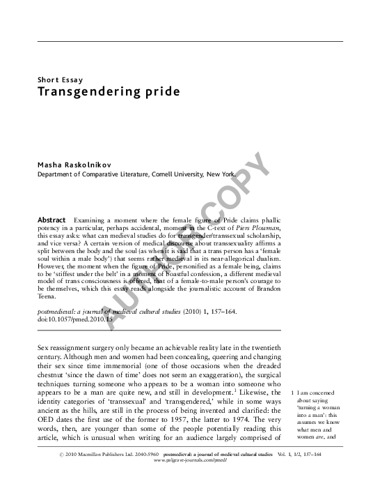 (PDF) Transgendering Pride