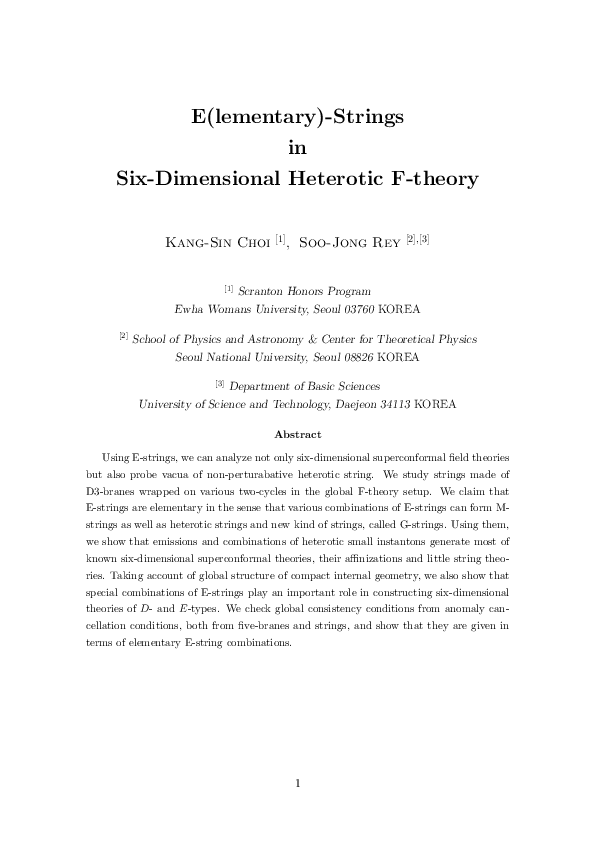 (PDF) E(lementary)-Strings in Six-Dimensional Heterotic F-theory