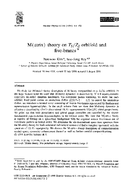 (PDF) M(atrix) theory on orbifold and five-branes