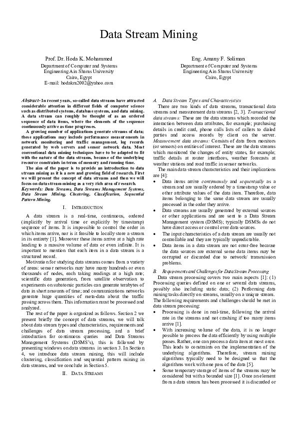 (PDF) Data Stream Mining