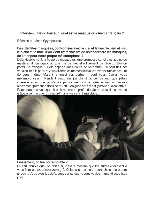 (PDF) Interview : David Perrault, quel est le masque du cinéma français
