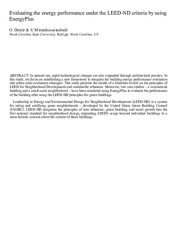 (PDF) Evaluating the energy performance under the LEED-ND criteria by ...