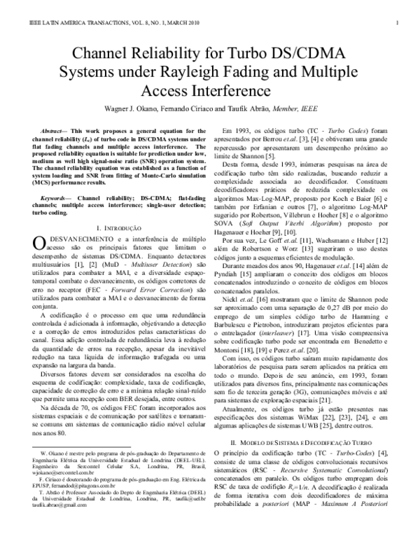 (PDF) Channel Reliability for Turbo DS/CDMA Systems under Rayleigh Fading and Multiple Access ...