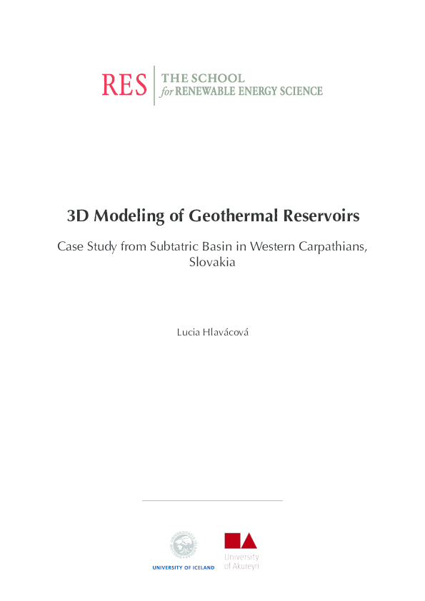 (PDF) 3D Modeling of Geothermal Reservoirs Case Study from Subtatric ...