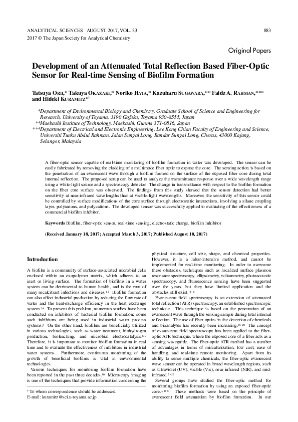 (PDF) Development of an Attenuated Total Reflection Based Fiber-Optic Sensor for Real-time ...