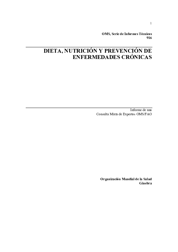 (PDF) OMS, Serie de Informes Técnicos 916 DIETA, NUTRICIÓN Y PREVENCIÓN ...