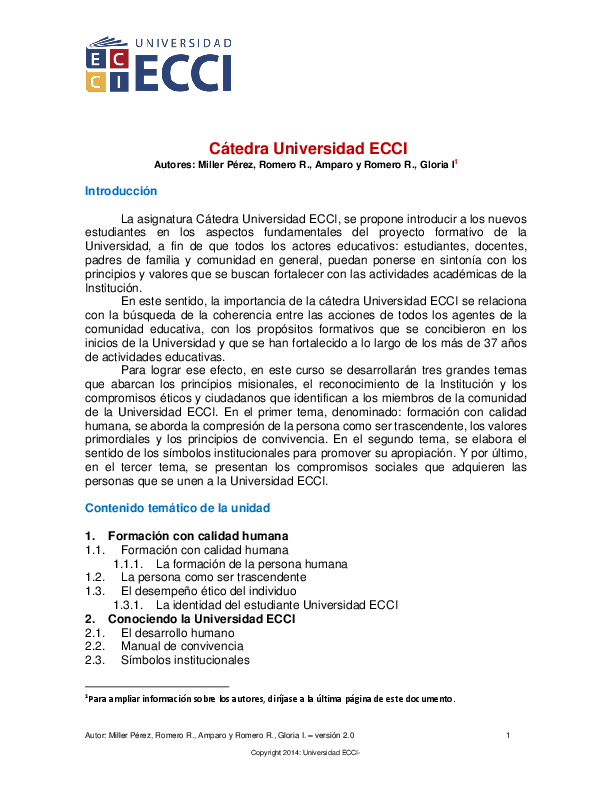 (PDF) Cátedra Universidad ECCI