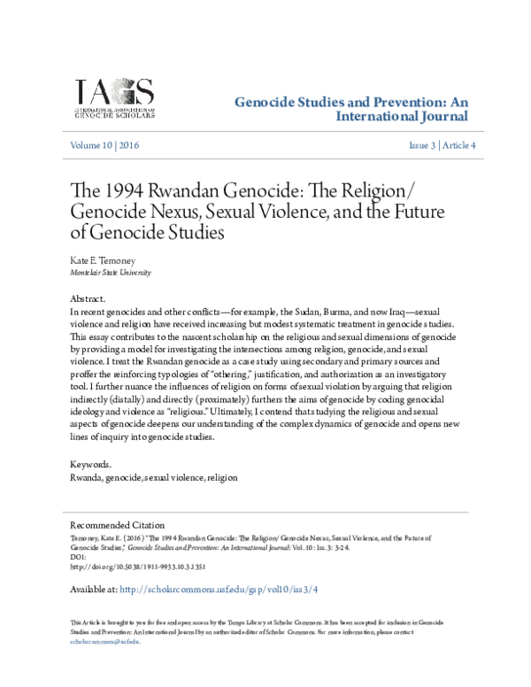 (PDF) Genocide Studies and Prevention: An International Journal The ...