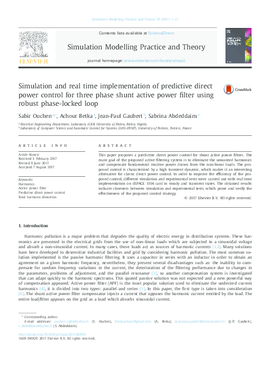 Pdf Simulation And Real Time Implementation Of Predictive Direct Power Control For Three Phase
