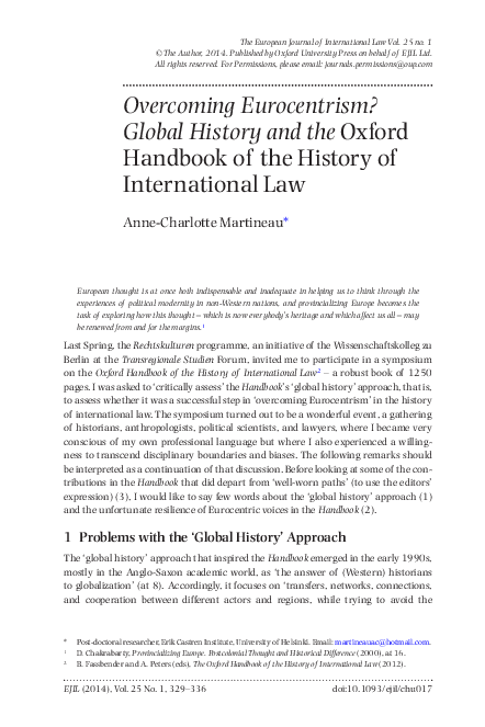 (PDF) Overcoming Eurocentrism? Global History and the Oxford Handbook ...