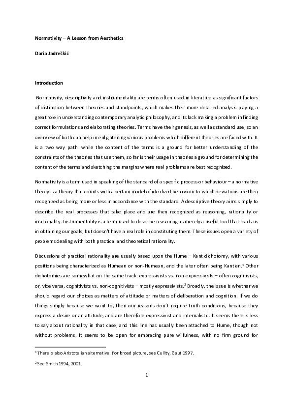 (PDF) Normativity – A Lesson from Aesthetics