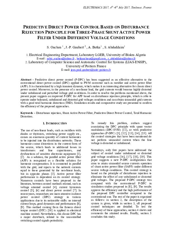 (PDF) Predictive Direct Power Control Based on Disturbance Rejection Principle for Three-Phase ...