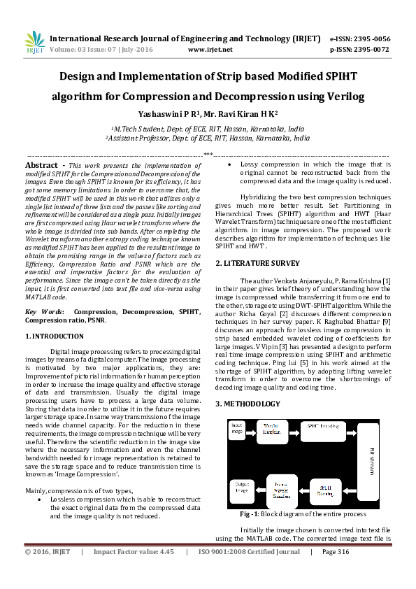 Pdf Design And Implementation Of Strip Based Modified Spiht Algorithm