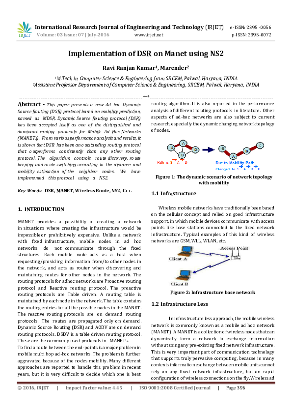 (PDF) Implementation of DSR on Manet using NS2