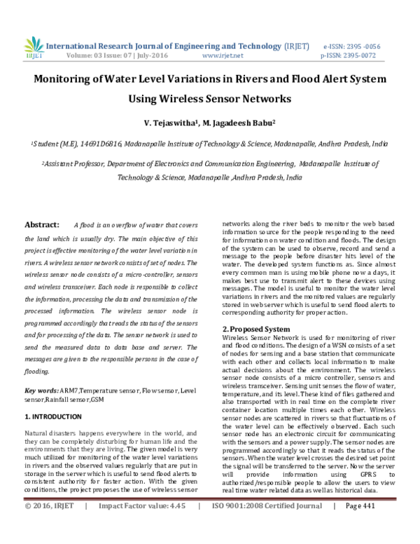 (PDF) Monitoring of Water Level Variations in Rivers and Flood Alert ...