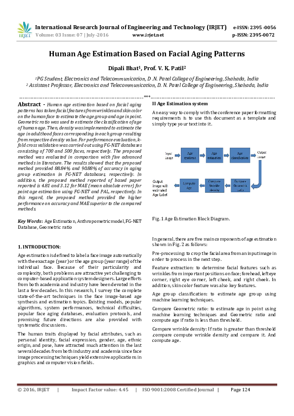 (PDF) Human Age Estimation Based on Facial Aging Patterns