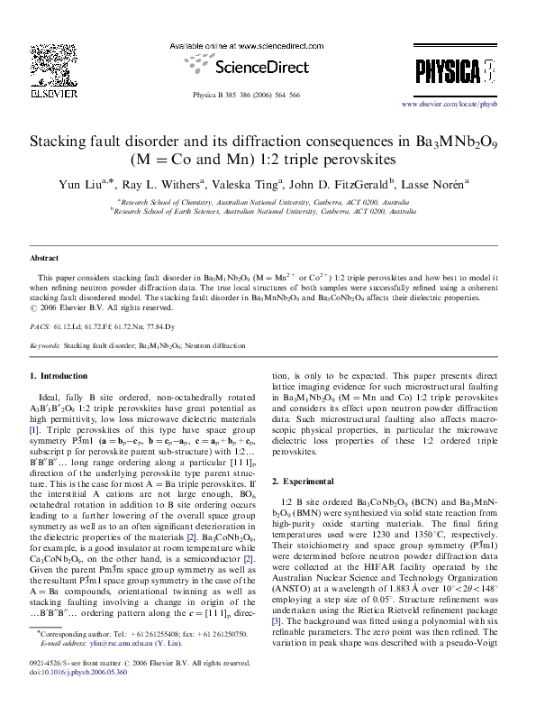 (PDF) Stacking fault disorder and its diffraction consequences in ...