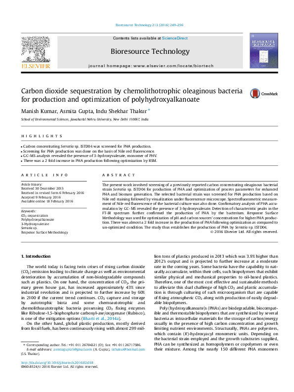 (PDF) Carbon dioxide sequestration by chemolithotrophic oleaginous ...