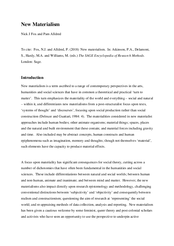(PDF) New Materialism