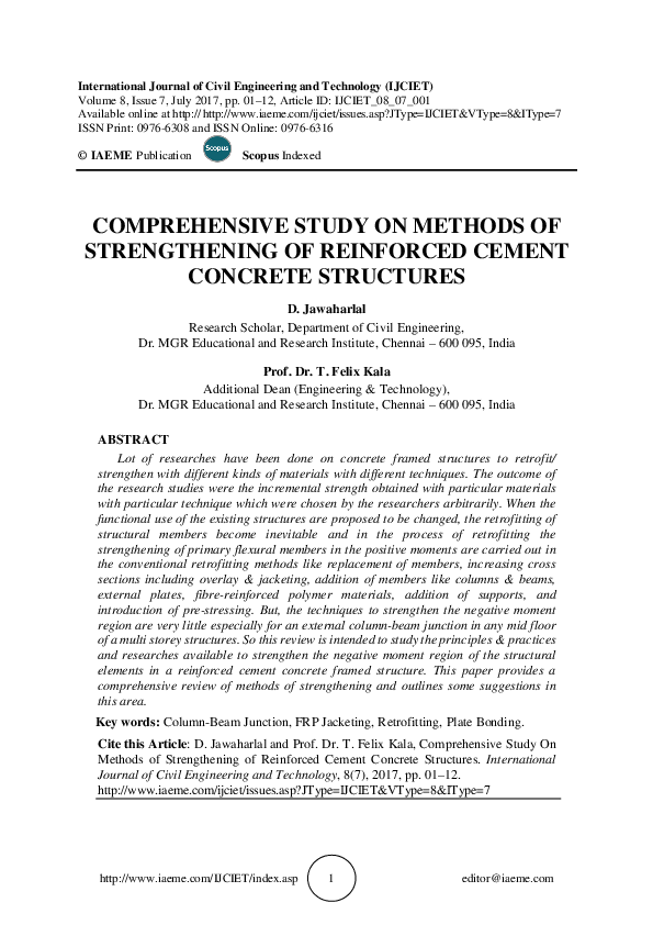 (PDF) COMPREHENSIVE STUDY ON METHODS OF STRENGTHENING OF REINFORCED ...