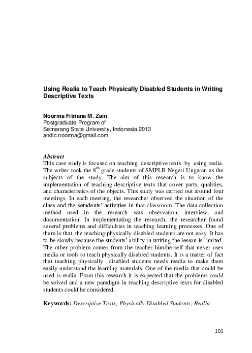 (PDF) Using Realia to Teach Physically Disabled Students in Writing ...